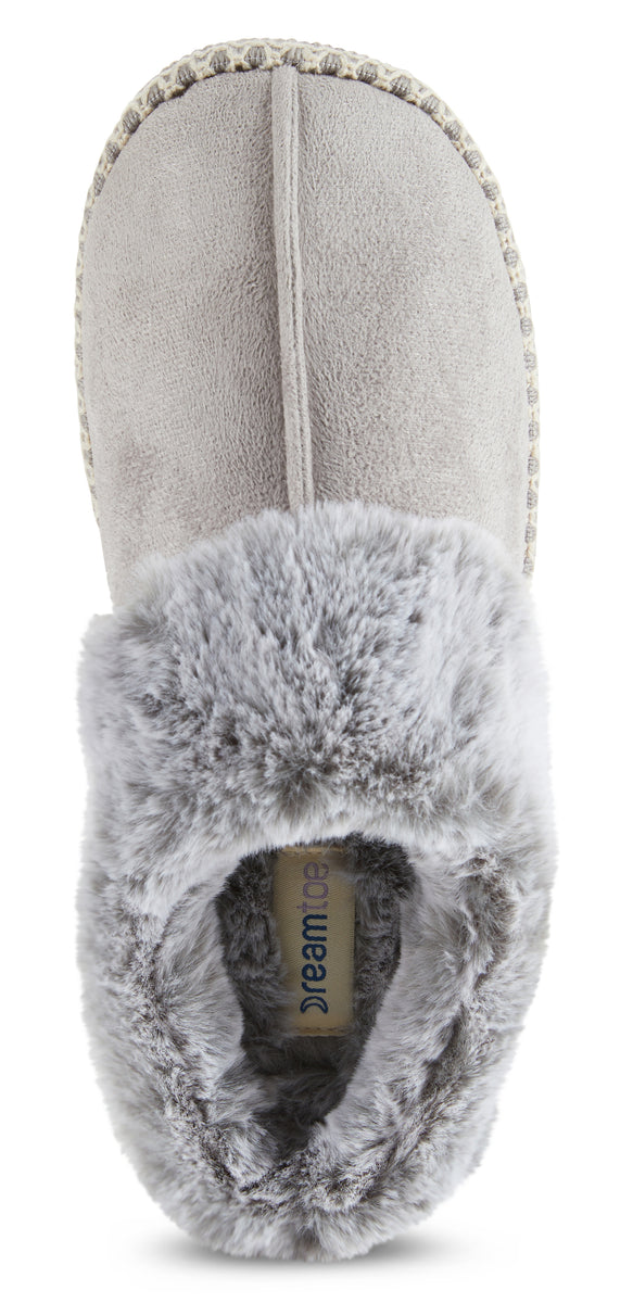 Womens Soft Classic Aztec Trim Indoor/Outdoor Two-Tone Faux Fur Clog S ...